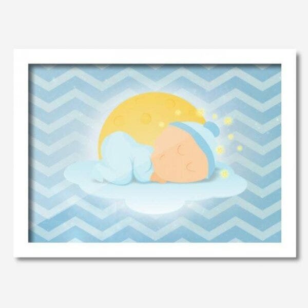 Quadro Decorativo Lua Baby Azul 33cmx24cm Los Quadros | MadeiraMadeira