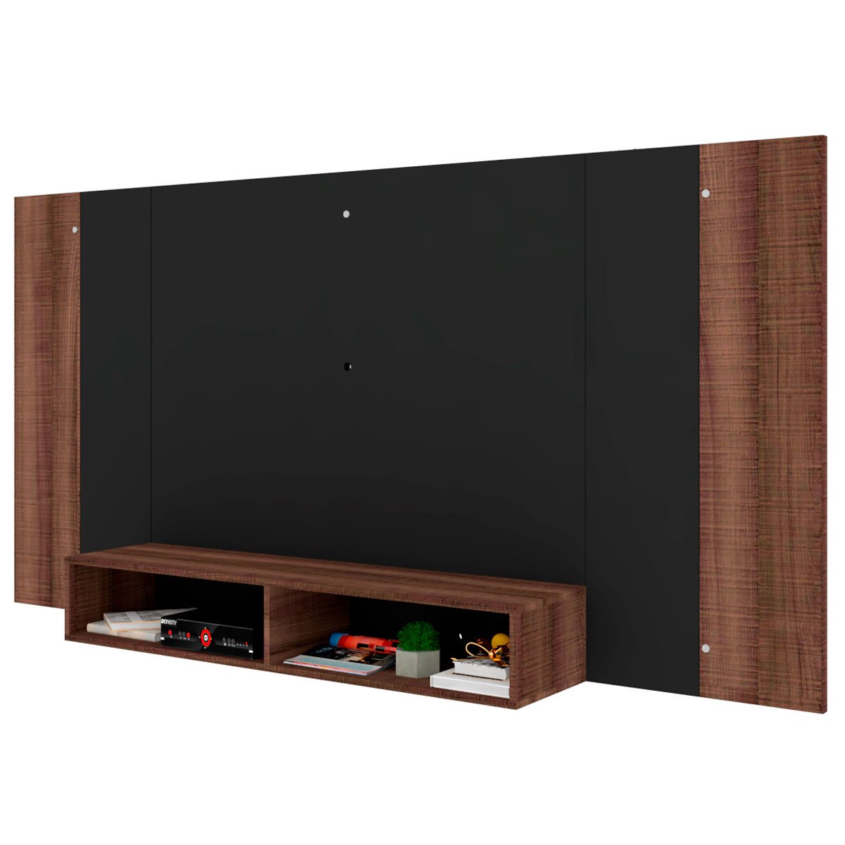 Painel para TV Até 55 Polegadas Orlando 2 Nichos Castanho/Preto ...