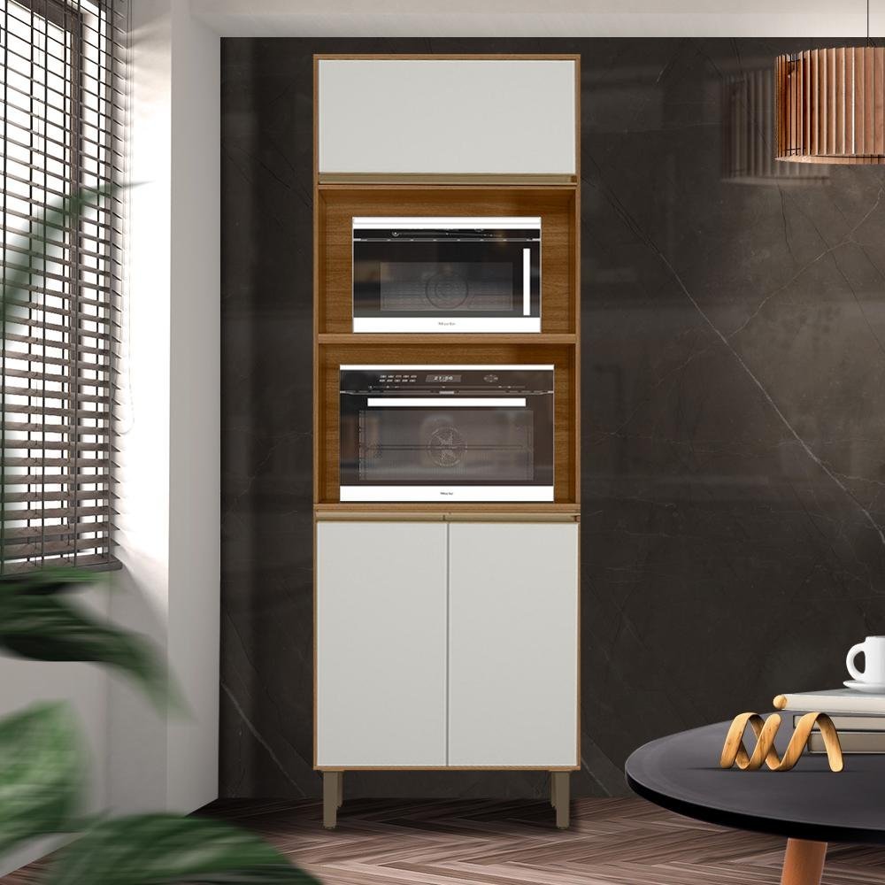 Armário Para Microondas E Forno 3 Portas Nature Off White Faenza Shop ...