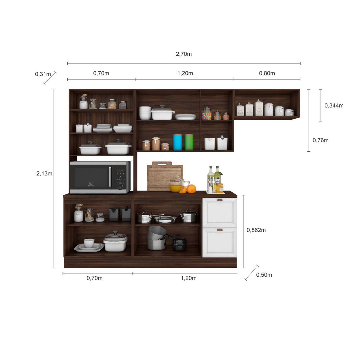 Cozinha Completa Modulada 4 Peças 10 Portas e 2 Gavetas 1 Nicho Para ...
