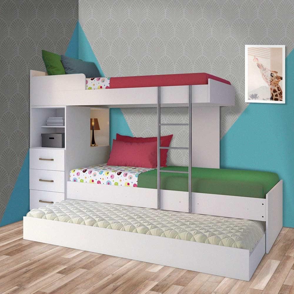 Cama Treliche Com 3 Gavetas Branco Plus Santos Andirá | MadeiraMadeira