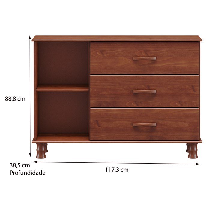 Guarda Roupa Tripartido Com Espelho E Comoda Madeira Maciça Bronze ...