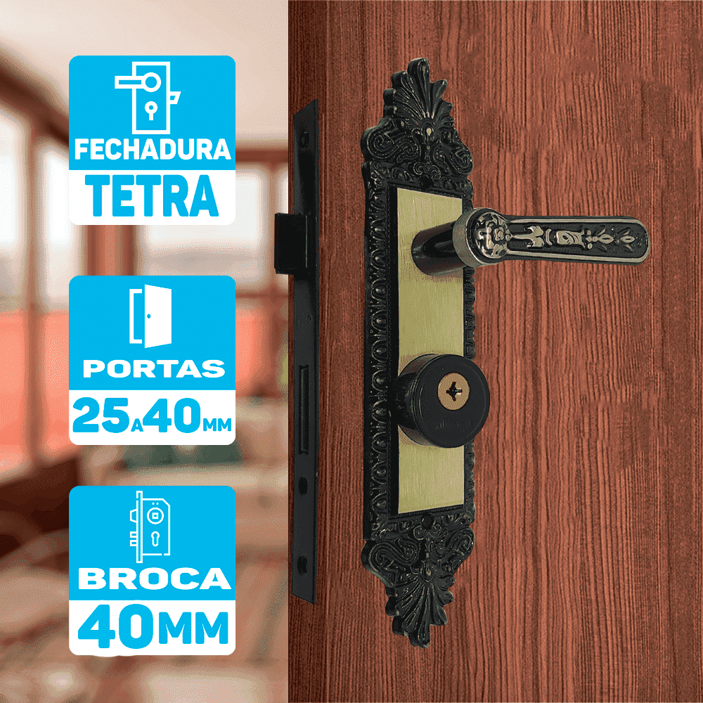 Fechadura P/Porta Externa Tetra Colonial Broca 40 mm Aliança FECHADURA ...
