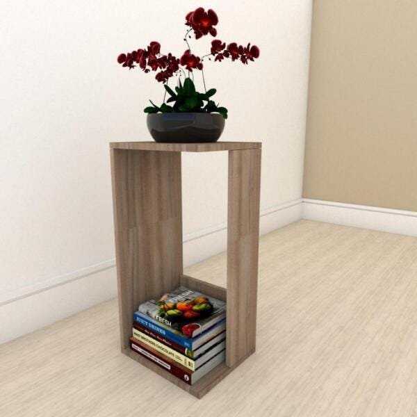 Kit 2 Mesa De Cabeceira E-Nichos Simples Marrom En49904Kit | MadeiraMadeira