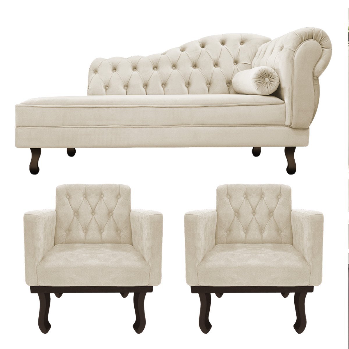 Kit Diva Recamier Diana 185cm Lado Esquerdo e 02 Poltronas Classic ...