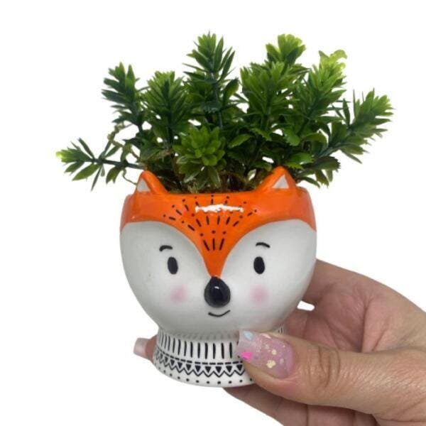 Vaso decorativo raposinha na cor laranja de cerâmica | MadeiraMadeira