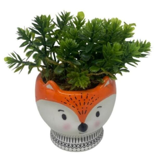 Vaso decorativo raposinha na cor laranja de cerâmica | MadeiraMadeira