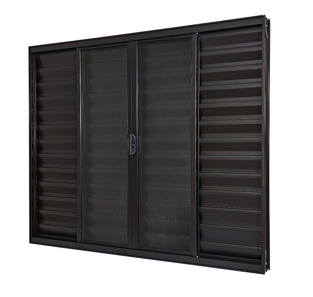 Janela de Alumínio Veneziana Classic 06 Folhas Preto - 100x120 ...