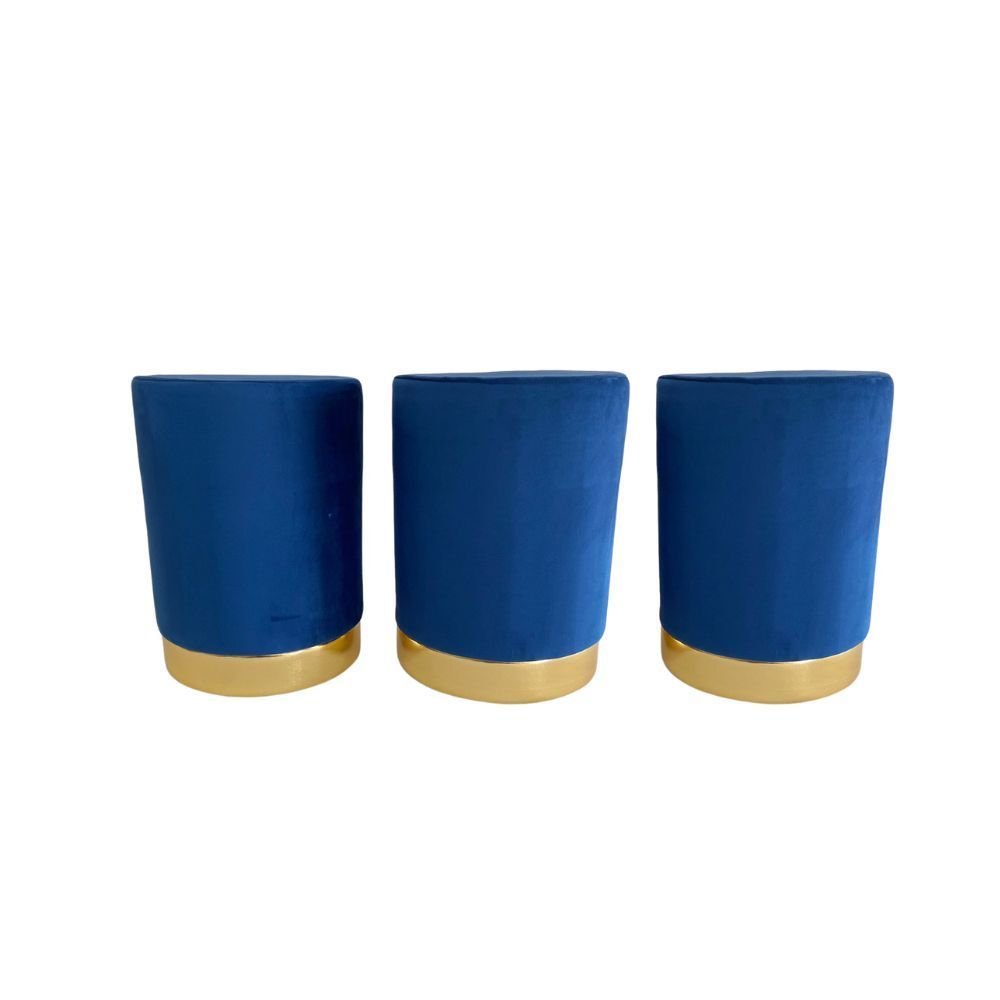 Kit 3 Puff Rodapé para Sala de Estar ou Quarto Redondo Moderno - Azul ...