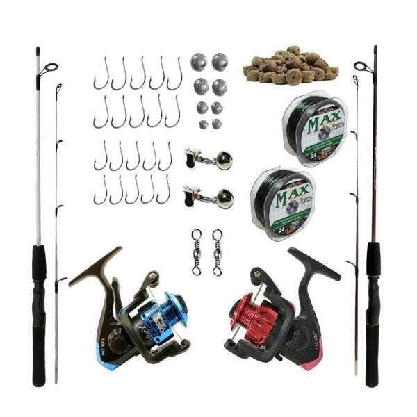 Kit 2 Vara Completa De Pesca 1,20M 2 Molinete E Acessorios | MadeiraMadeira