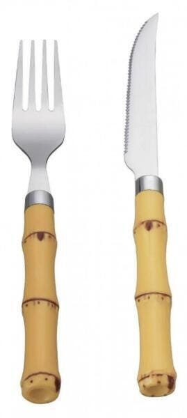 Faqueiro Bambu 12 Peças Classic Inox E Plastico - Mimo Style ...