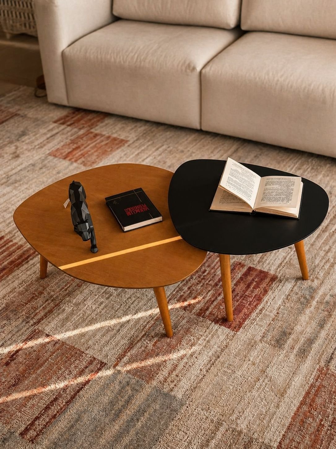 Mesa de Centro para Sala Conjunto Orgânico Preto | MadeiraMadeira