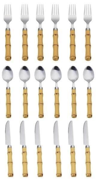 Faqueiro Bambu 18 Peças Classic Inox E Plastico - Mimo Style ...