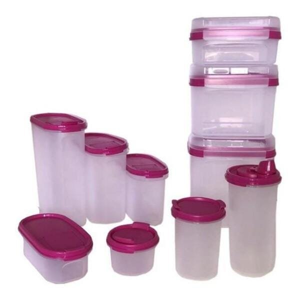 Tupperware Kit De Modulares 10 Peças Transparente Com Rosa | MadeiraMadeira