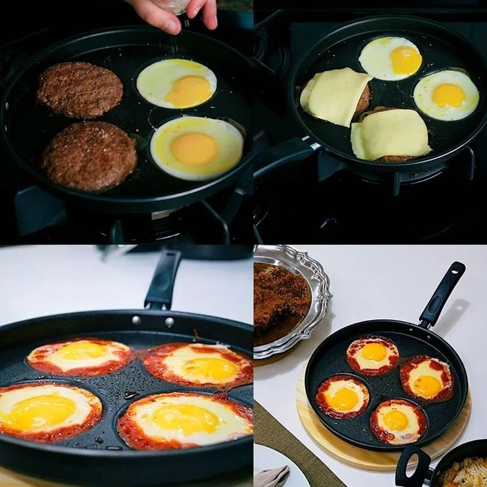 Frigideira 26 Cm Antiaderente 4 Ovos/Hamburguer Teflon Vermelha ...