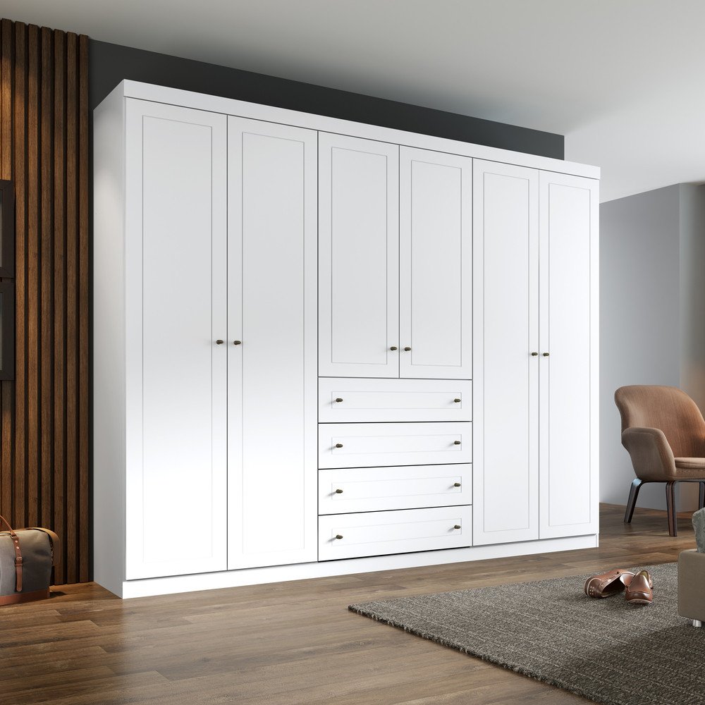 Guarda-Roupa Casal 6 Portas 4 Gavetas Americano | MadeiraMadeira