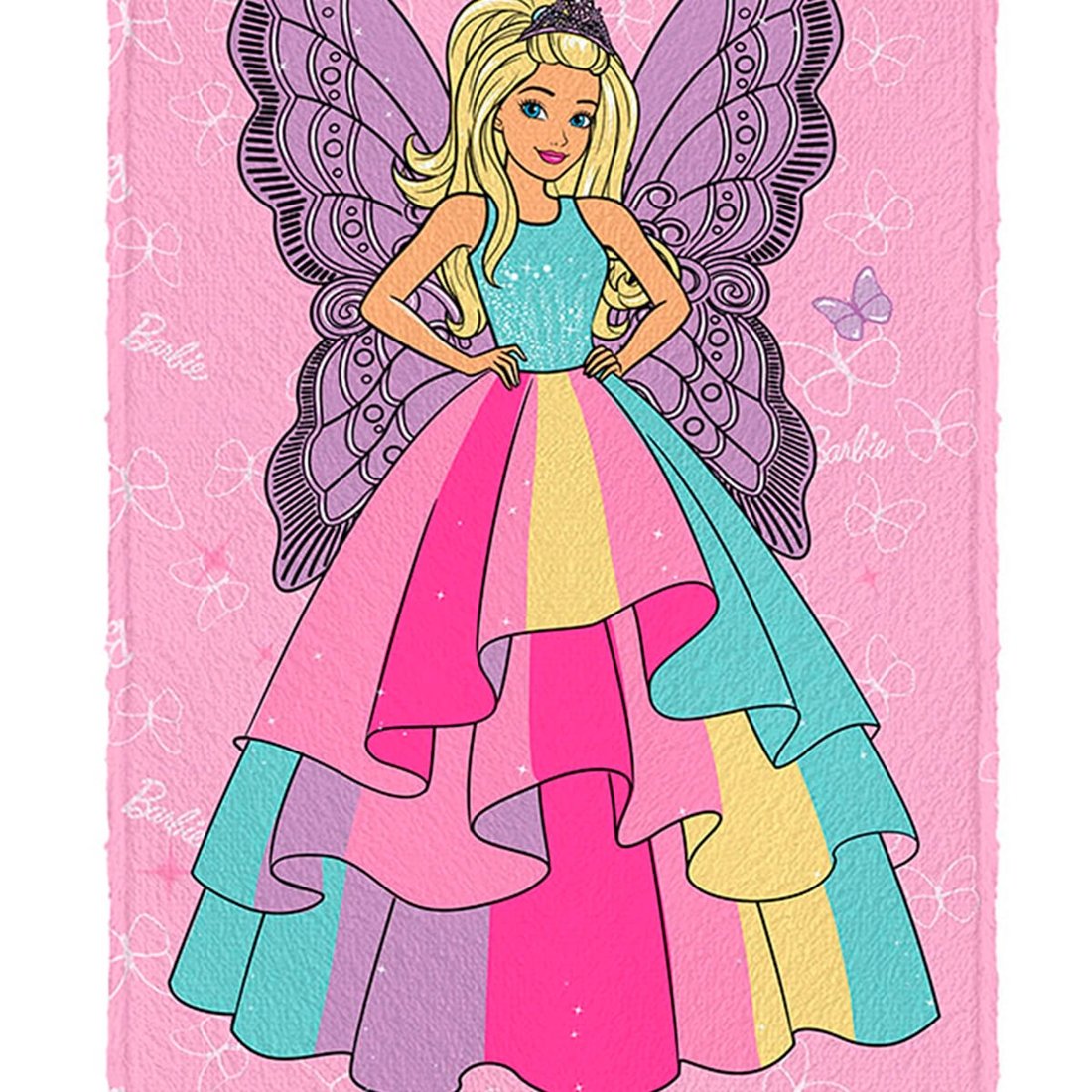 Toalha de Banho Infantil Felpuda Barbie Borboleta | MadeiraMadeira