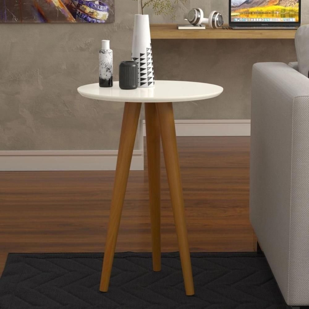 Mesa Lateral Oval para Sala Osaka Off White | MadeiraMadeira