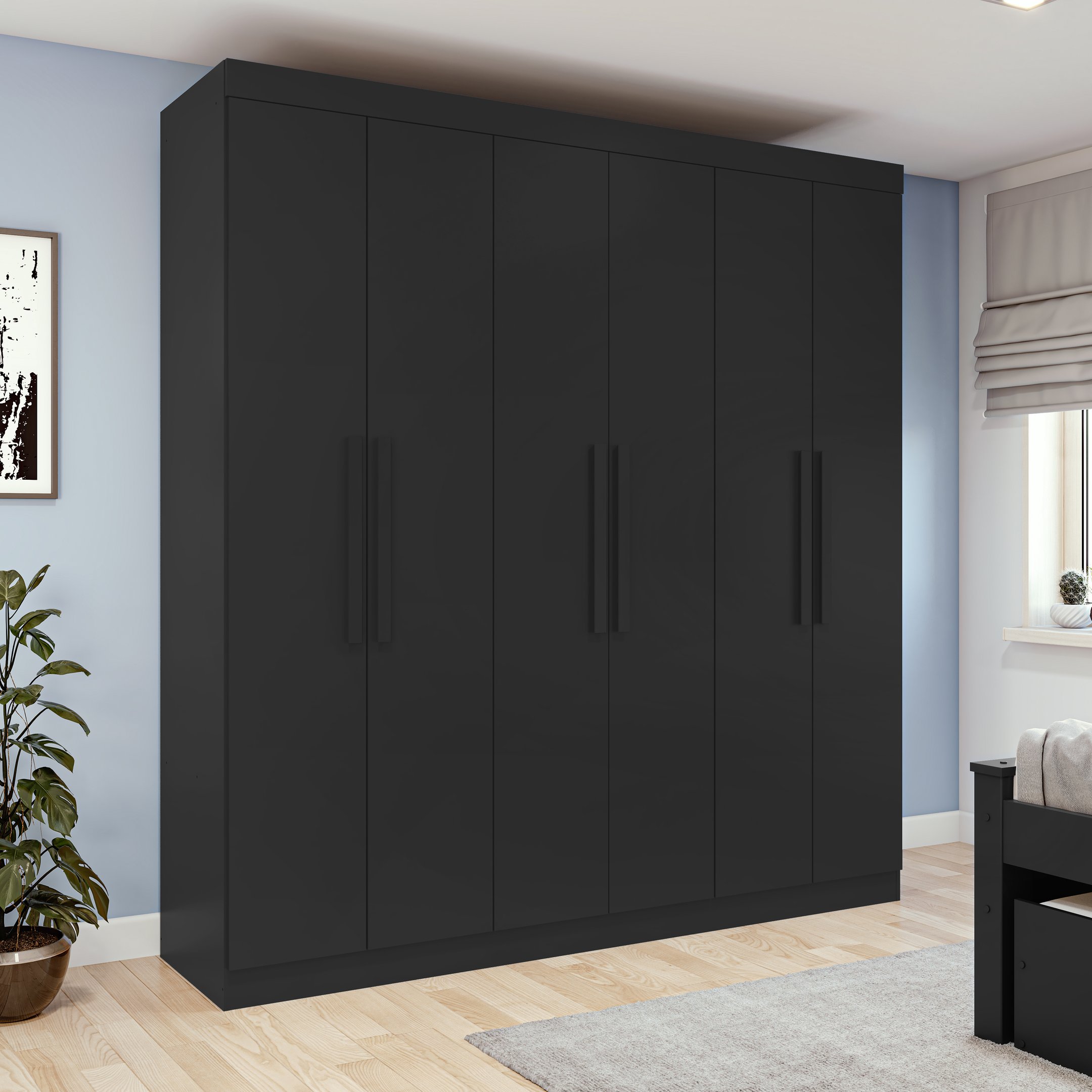 Guarda-roupa 6 Portas Easy Slim Preto Fosco | MadeiraMadeira