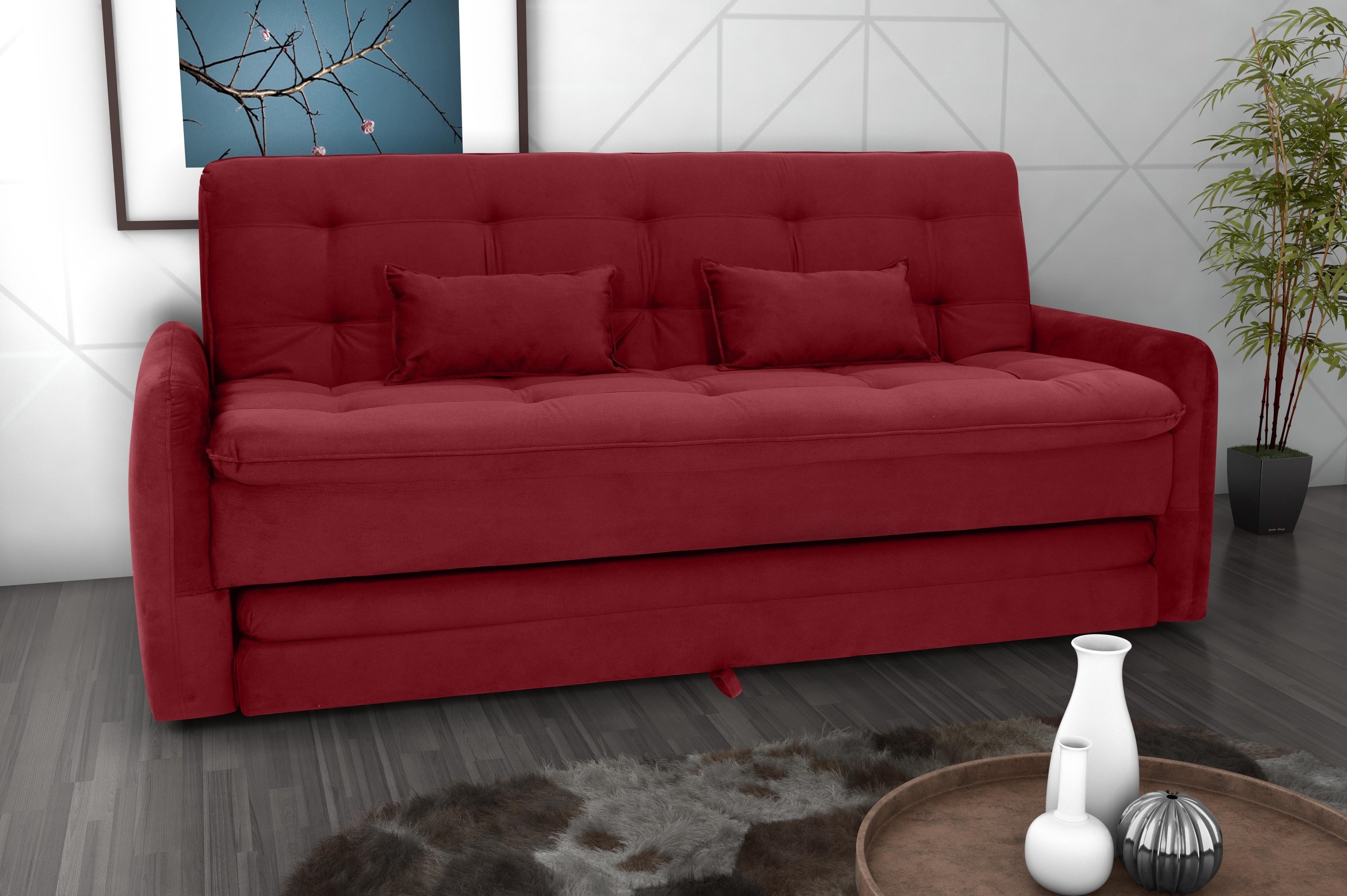 Sofá Cama C/ Aux. Madalena Masserati Vermelho E404 - Matrix ...