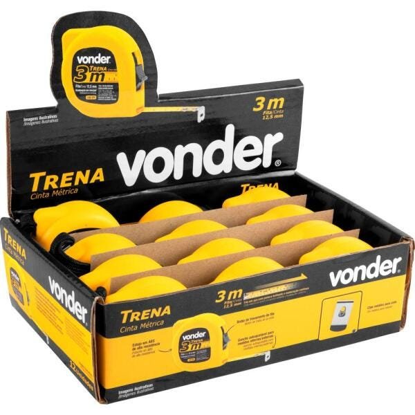 Trena Curta de Aço 3 M x 12,5 mm Caixa com 12 Vonder | MadeiraMadeira