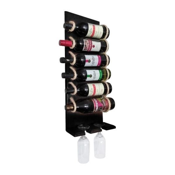 Adega Parede Vertical Palleter Sisal 6 Garrafas Vinho Preto ...