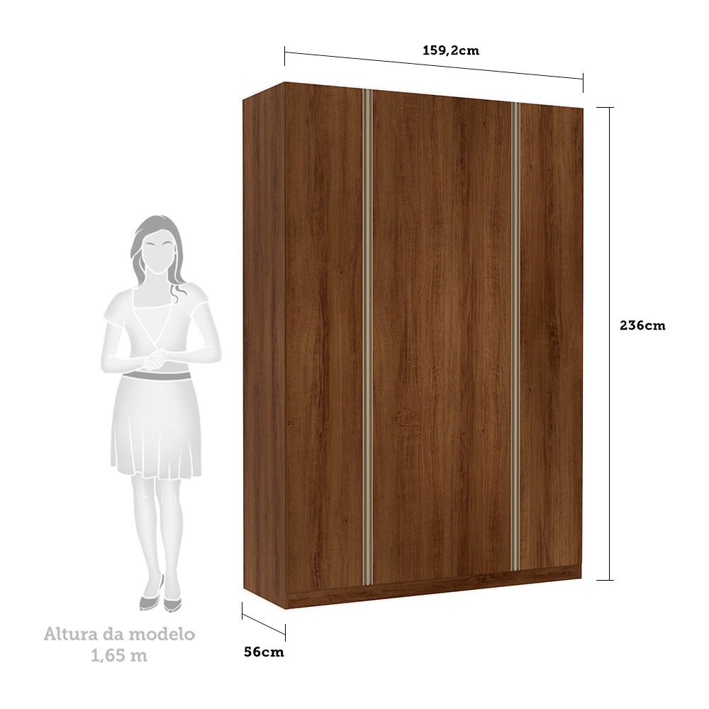 Guarda Roupa 4 Portas 3 Gavetas 159 cm Prime Luciane Móveis ...