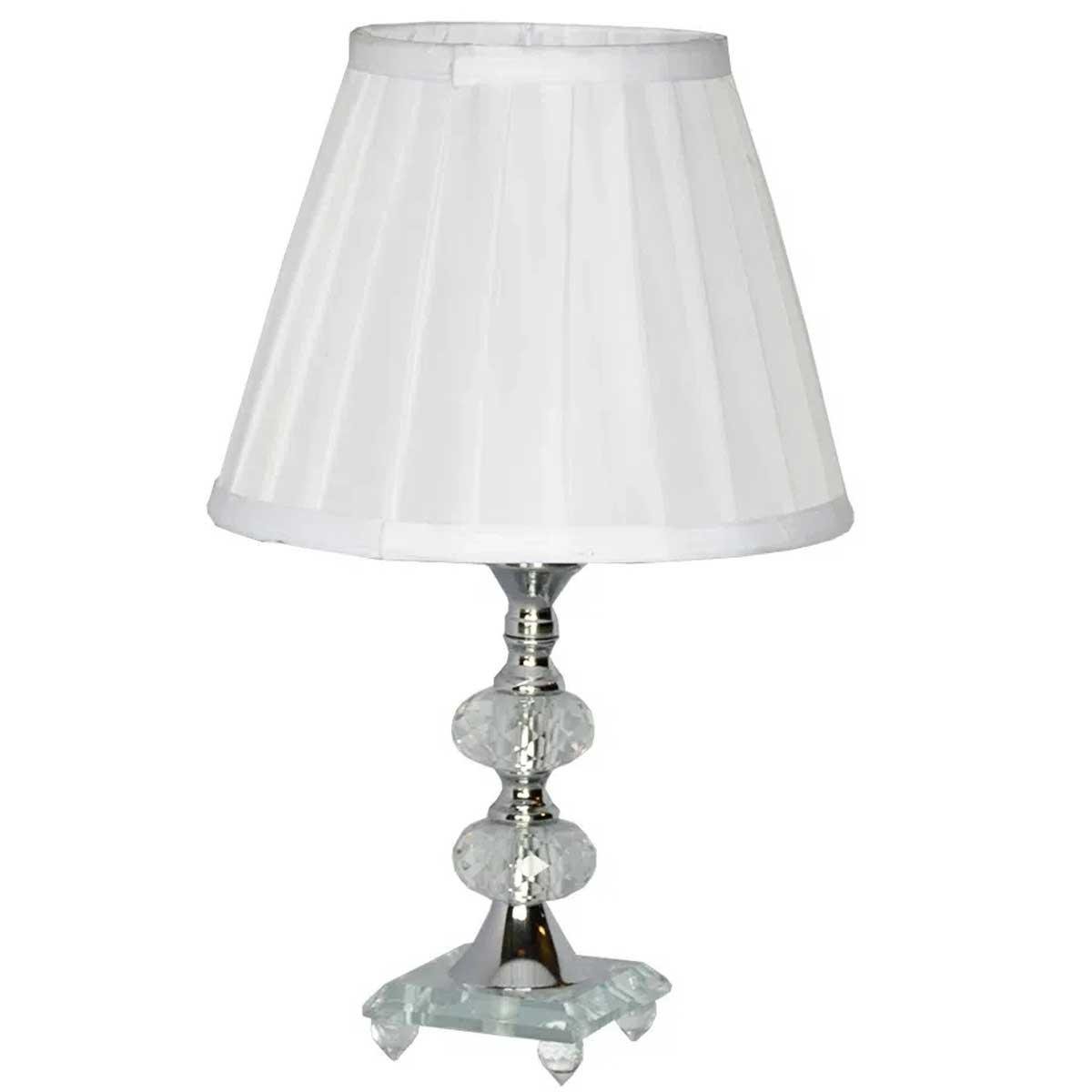 Abajur Cristal Em Vidro Com Cúpula Branca 25X8Cm Bivolt | MadeiraMadeira