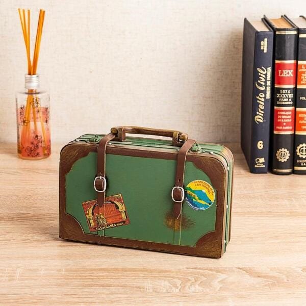 Enfeite de Metal Mala de Mão 1:4 Verde | MadeiraMadeira