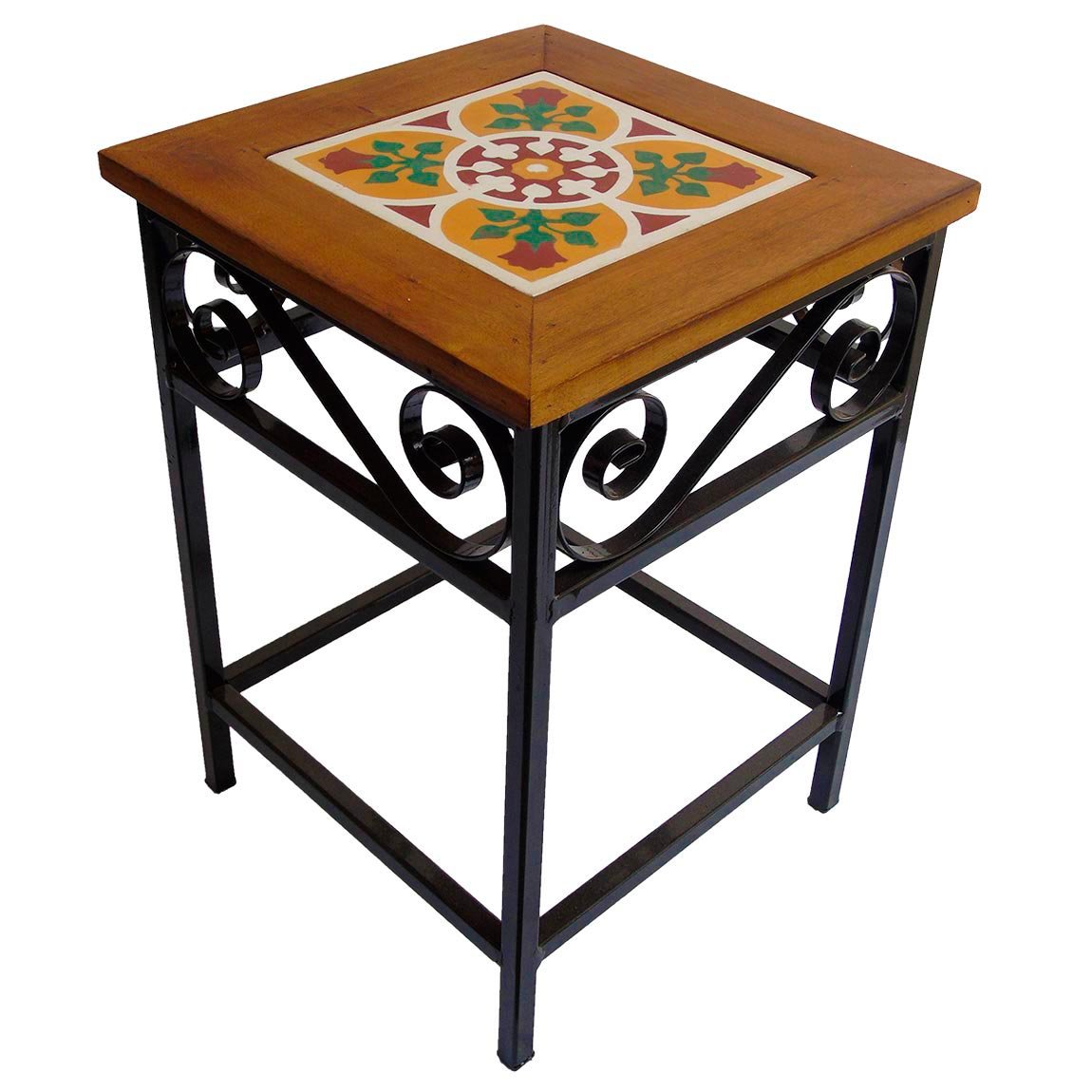 Banco de Ferro e Madeira Rústico com Ladrilho Hidráulico Azulejo ...