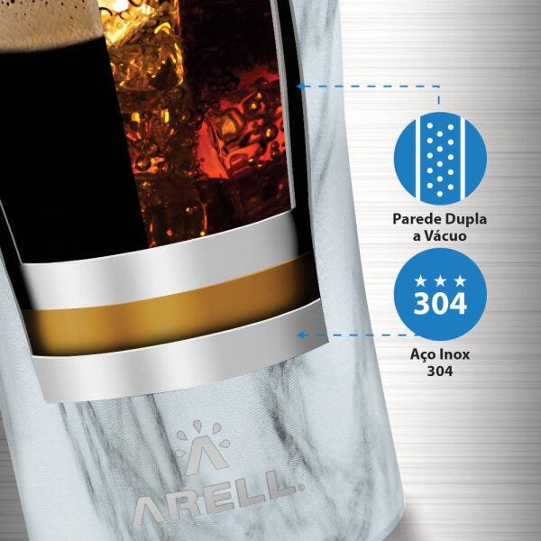 Copo Térmico Arell 500Ml com Tampa Carrara Marble - Marmorizado ...