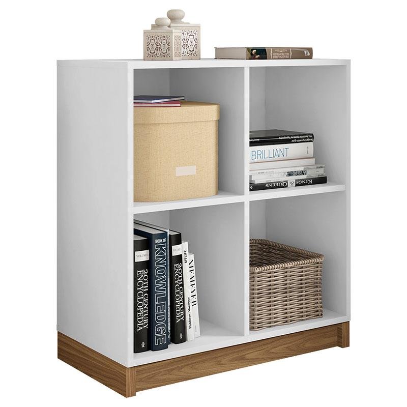 Kit Home Office com Livreiro e Mesa 136cm Cubic Branco Louro Freijó ...