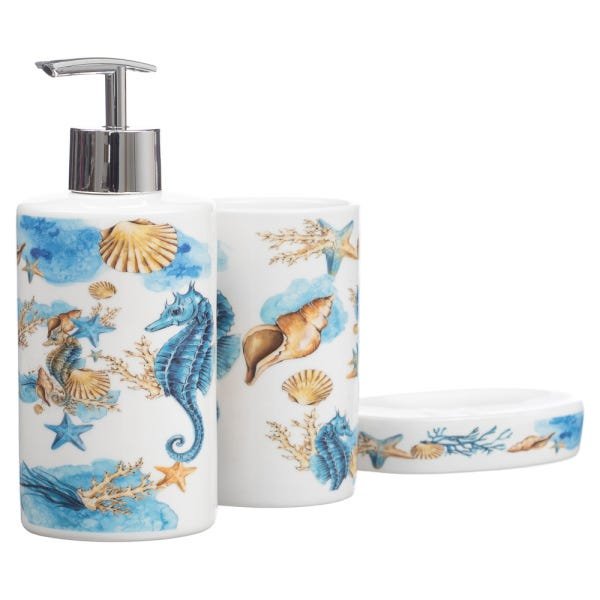Kit Banheiro Lavabo Saboneteira Líquida Escova Praia KB-473 ...