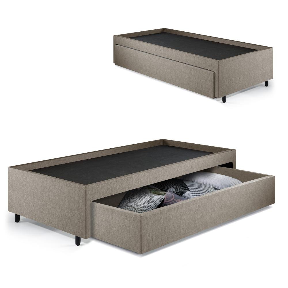 Base Box Cama Viúva com Gaveta Sapateira 88x188 Linho | MadeiraMadeira