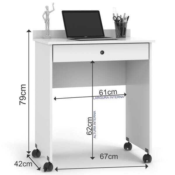 Escrivaninha para Notebook com 1 Gaveta e Rodízios Prismã - Cores ...