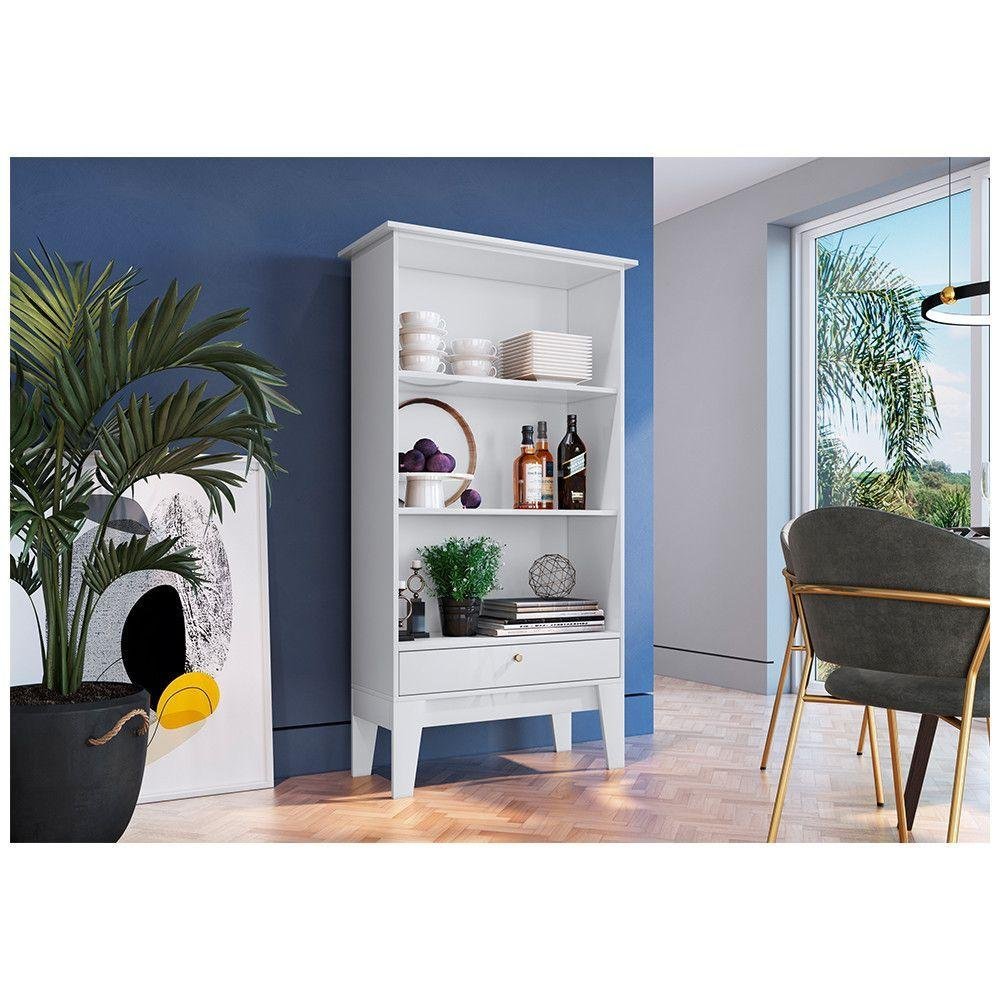 Buffet Complementos Alto com 3 Prateleiras Branco | MadeiraMadeira