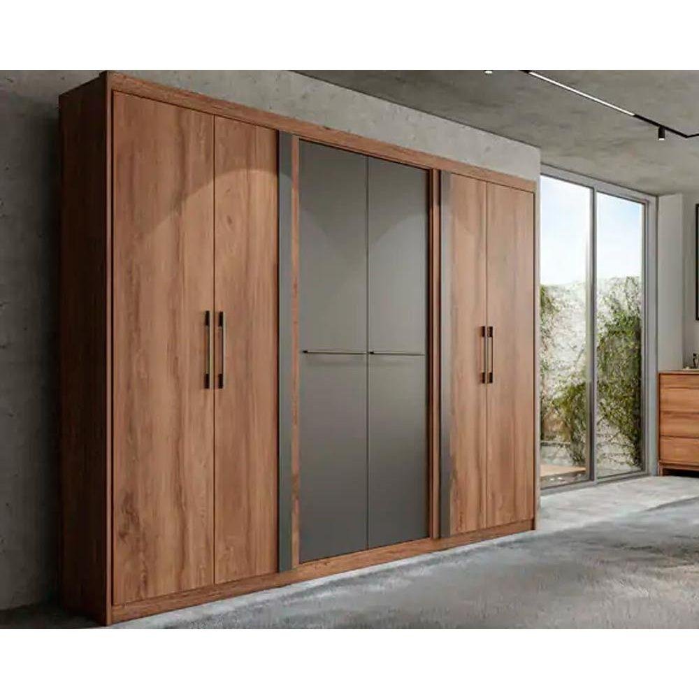 Guarda Roupa Casal 6 Portas e 3 Gavetas Valley 1155 Freijo C/ Cinza ...