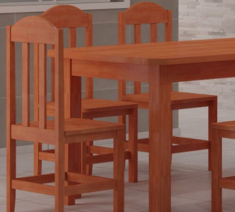 Mesa Com 6 Cadeiras de Madeira Maciça 160x88 Safira Mel | MadeiraMadeira