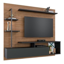 Home Para Tv Miss Com Led Noce Preto | MadeiraMadeira