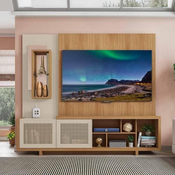 Estante Home para TV até 65 Polegadas Linus Buriti Off White Caemmun ...