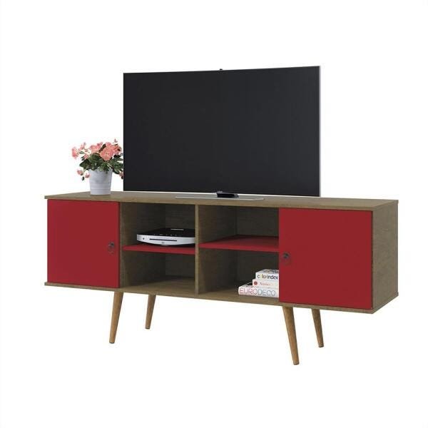 Rack Retrô Patrimar Estrela Demolição/Vermelho | MadeiraMadeira