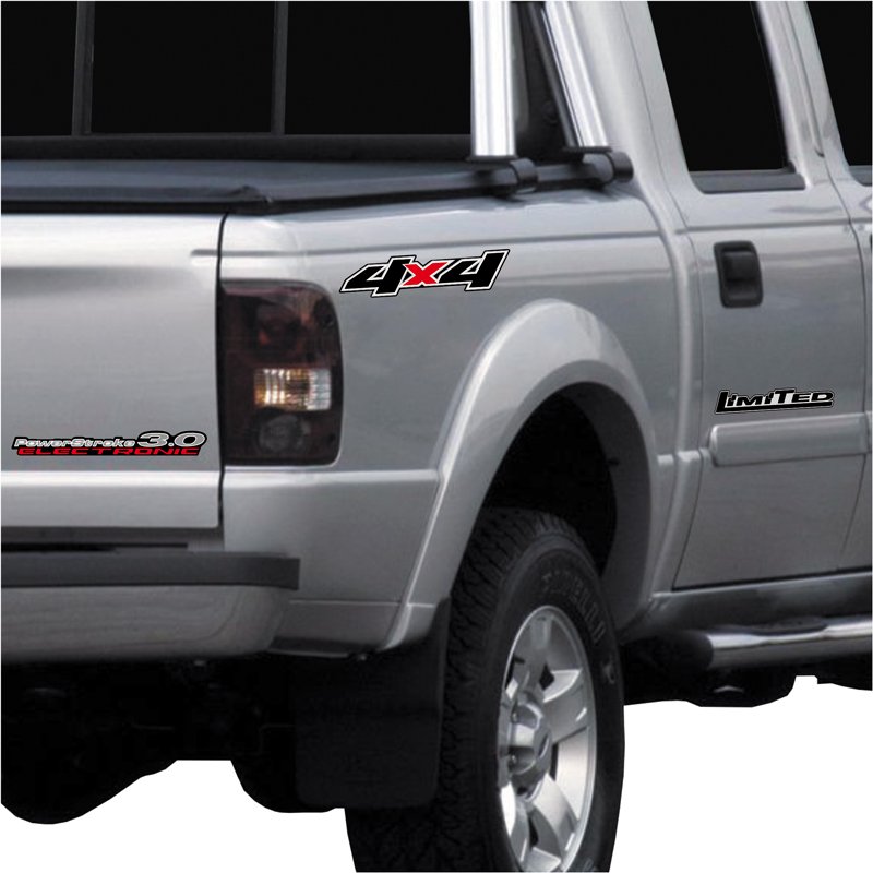 Kit Emblema Adesivo Ford Ranger 3.0 4x4 Limited 2008 Preta Teu Adesivo ...
