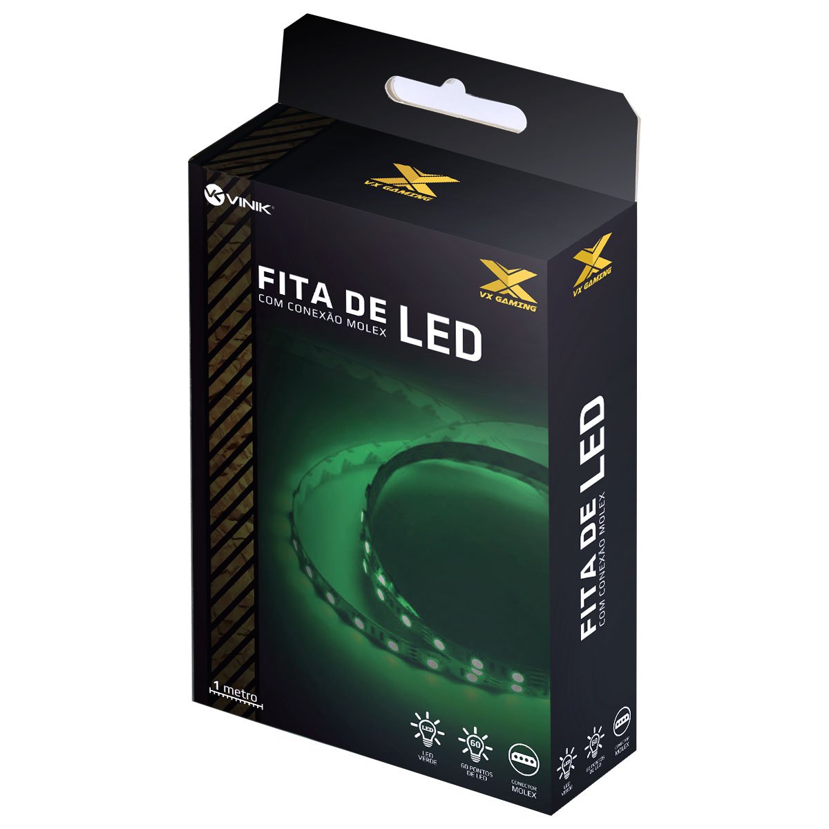 Fita De Led Vx Gaming Verde Com Conexão Molex 60 Pontos De Led 1 Metro ...