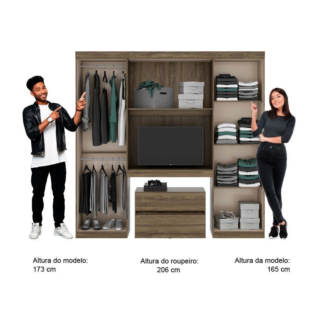 Guarda Roupa Casal 6 Portas 2 Gavetas C/ Painel De Tv | MadeiraMadeira