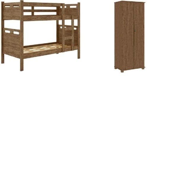 Quarto Adulto Beliche Jaspe -Vira 2 Cama Solteiro + Multiuso Dallas ...