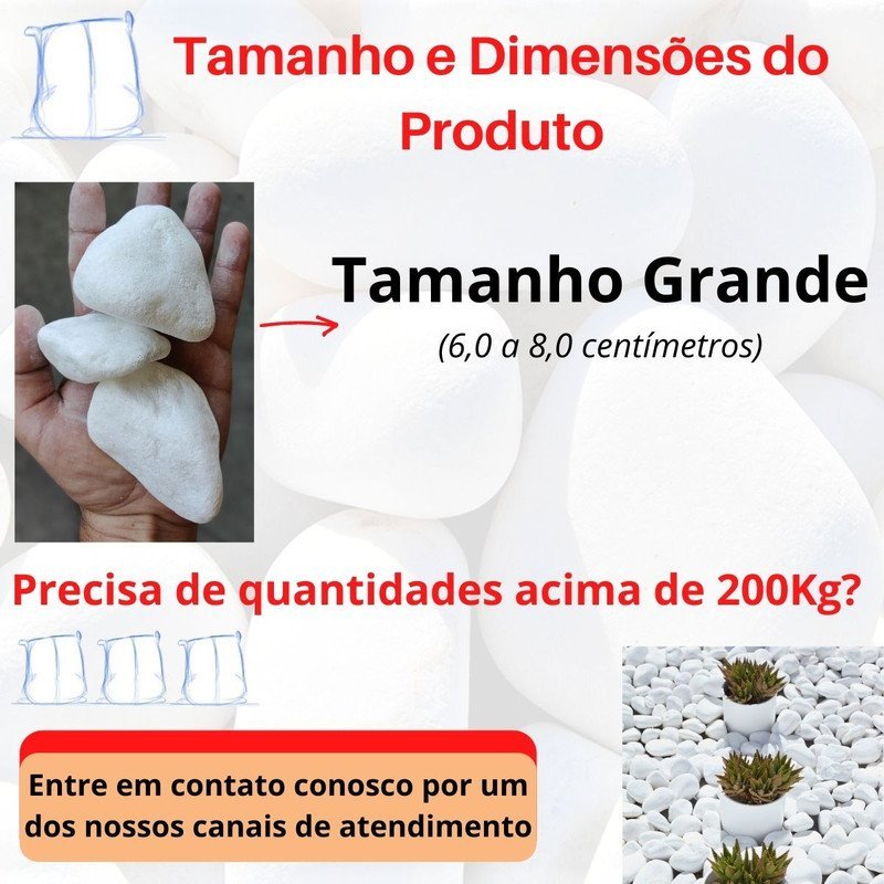 Pedra Dolomita Rolada Seixo Branco Tamanho Nº 4 - Saco 28,5Kg | MadeiraMadeira