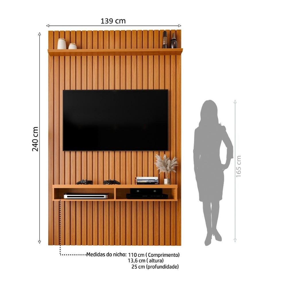 Painel Ripado para Tv até 55 Polegadas Intense com Nicho 139cm | MadeiraMadeira