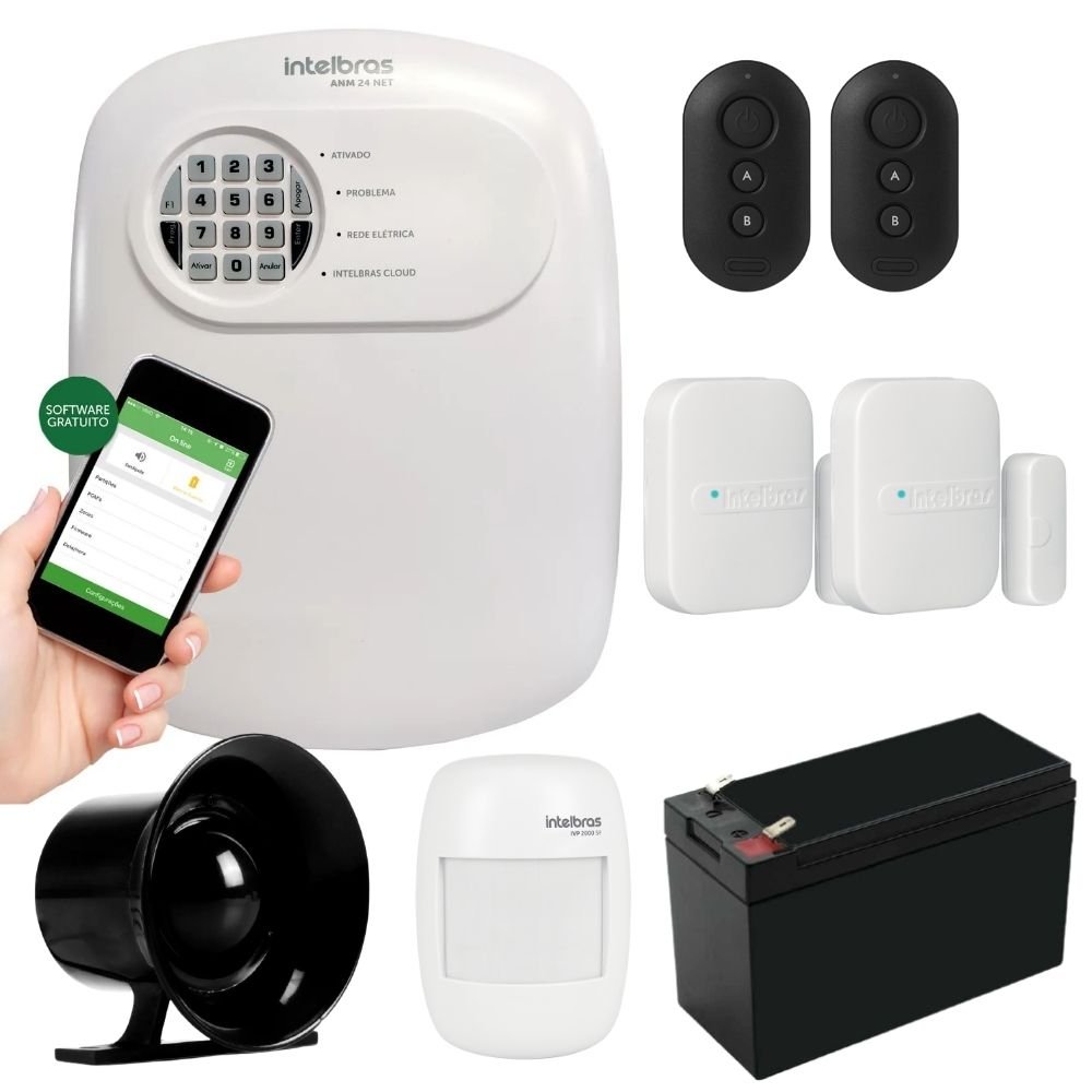 Kit Central de Alarme ANM 24 NET App com 3 Sensores Intelbras ...