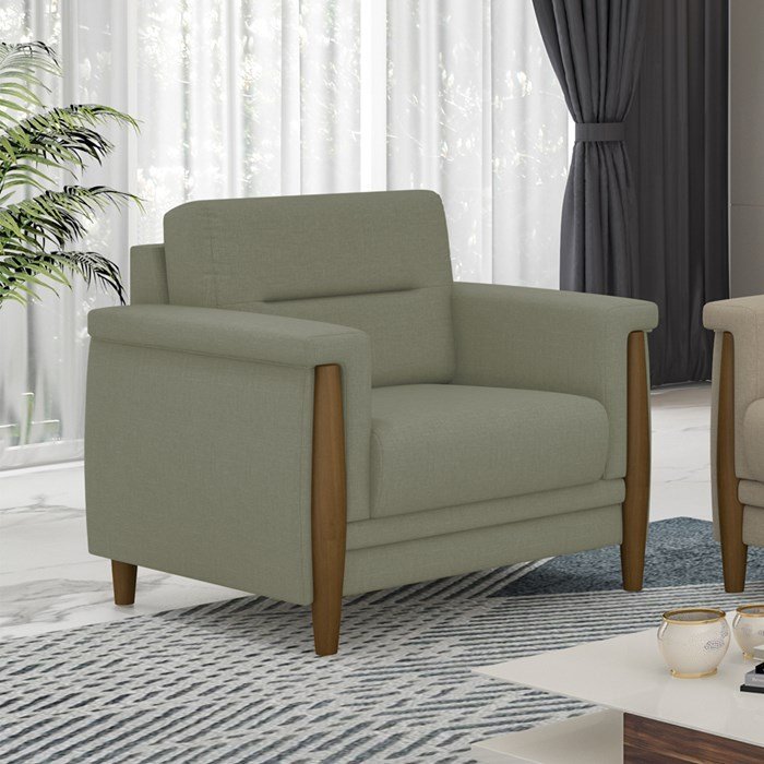 Poltrona Decorativa Pes Em Madeira Lugano TCE 1026 Moll | MadeiraMadeira