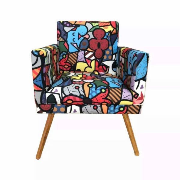 Poltrona Decorativa Pés Palito Nina Suede Romero Brito - DS Estofados | MadeiraMadeira